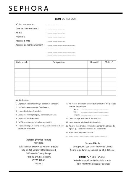 Renvoyer un produit chez Sephora