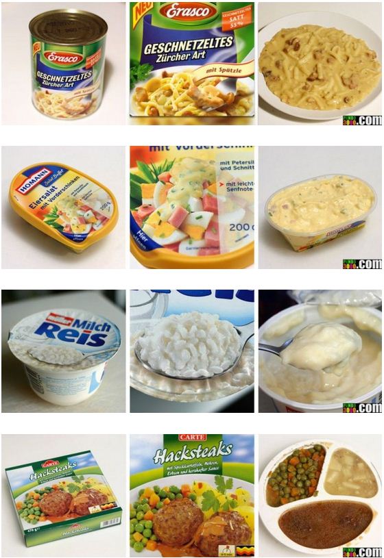 Différences entre photos des emballages de produits alimentaires et réalité